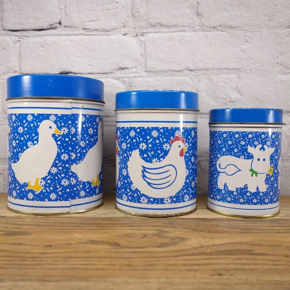 Source Unknown | Kitchen | Farmhouse Vintage Nesting Tin Cans Set Of 3 ...